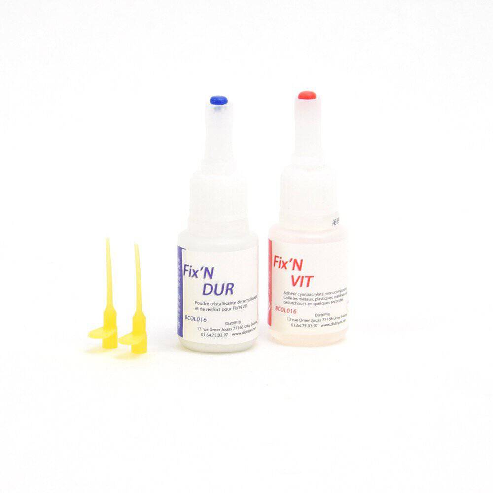 Colle cyanoacrylate et sa poudre de renfort - Distripro